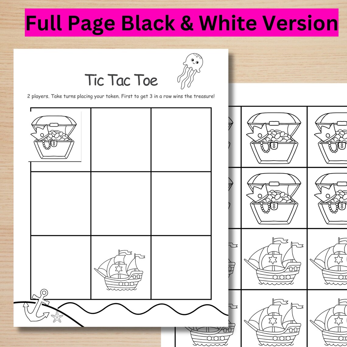 Pirate Tic Tac Toe Printable: Kids Coloring Game (PDF) - Etsy