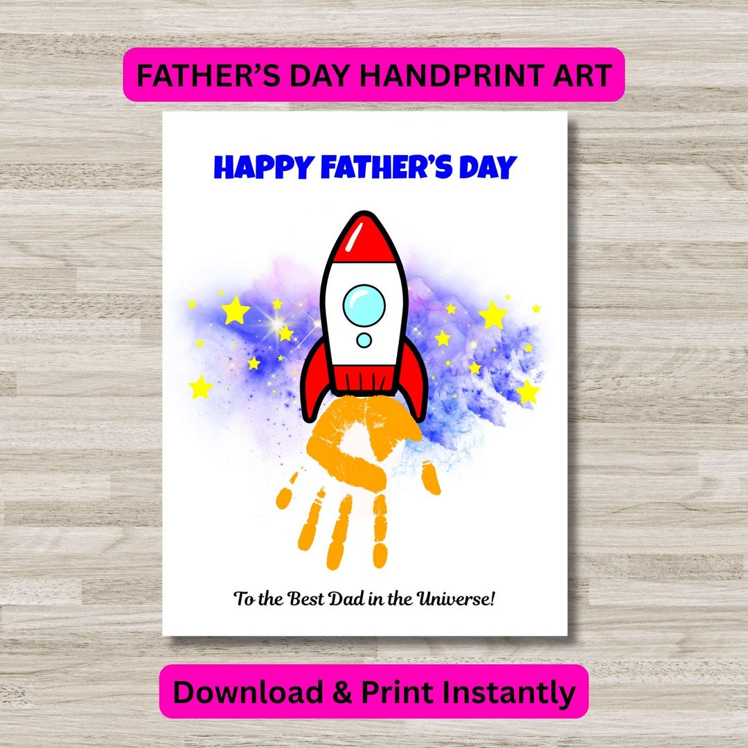 Rocket Handprint Father's Day Craft: Galaxy Kids Gift (PDF) - Etsy