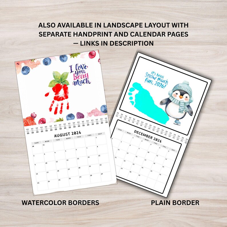 2026 Handprint Footprint Calendar, DIY Craft Gift (printable) - Etsy Canada