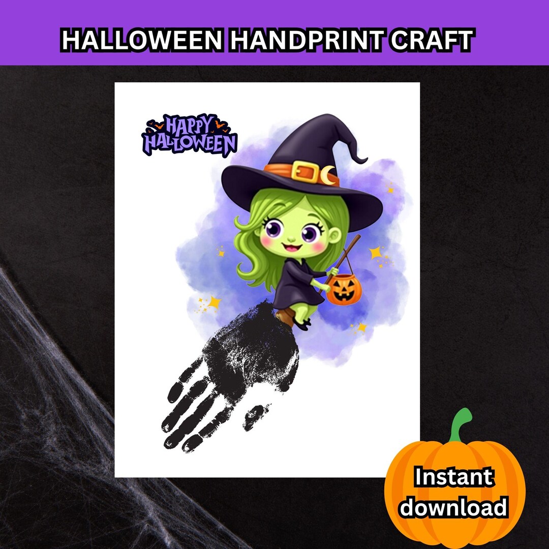 Halloween Handprint Craft, Witch Halloween Handprint Art, Halloween ...