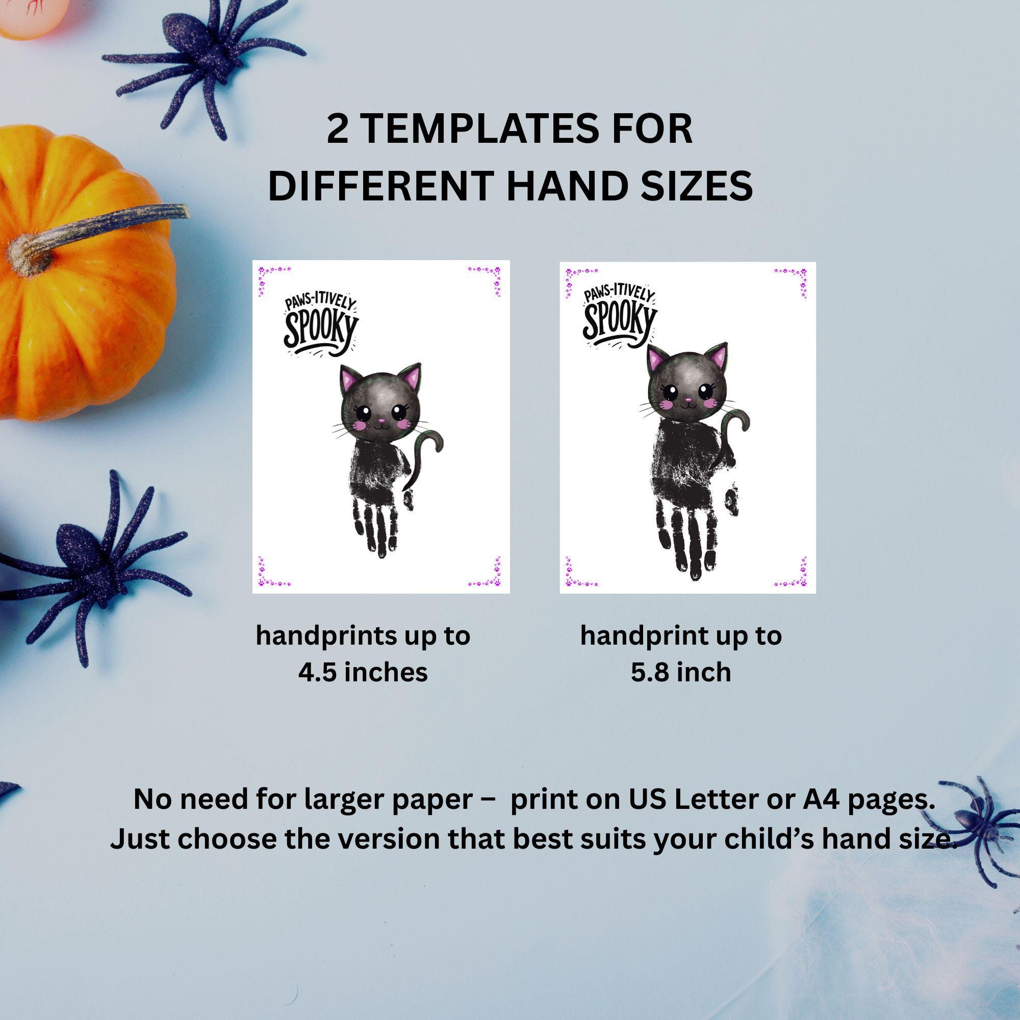 Halloween Cat Handprint Art: Kids Craft Activity (PDF Download) - Etsy