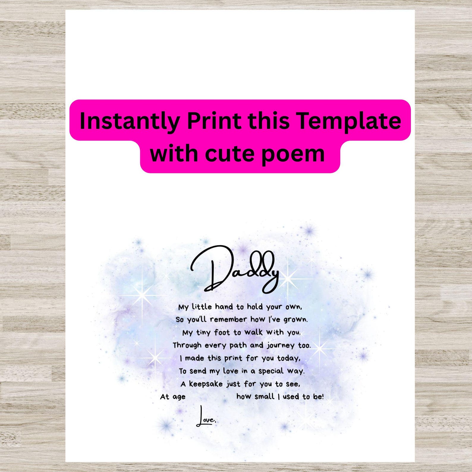 Father’s Day Handprint Footprint Craft Printable – Poem Keepsake for ...