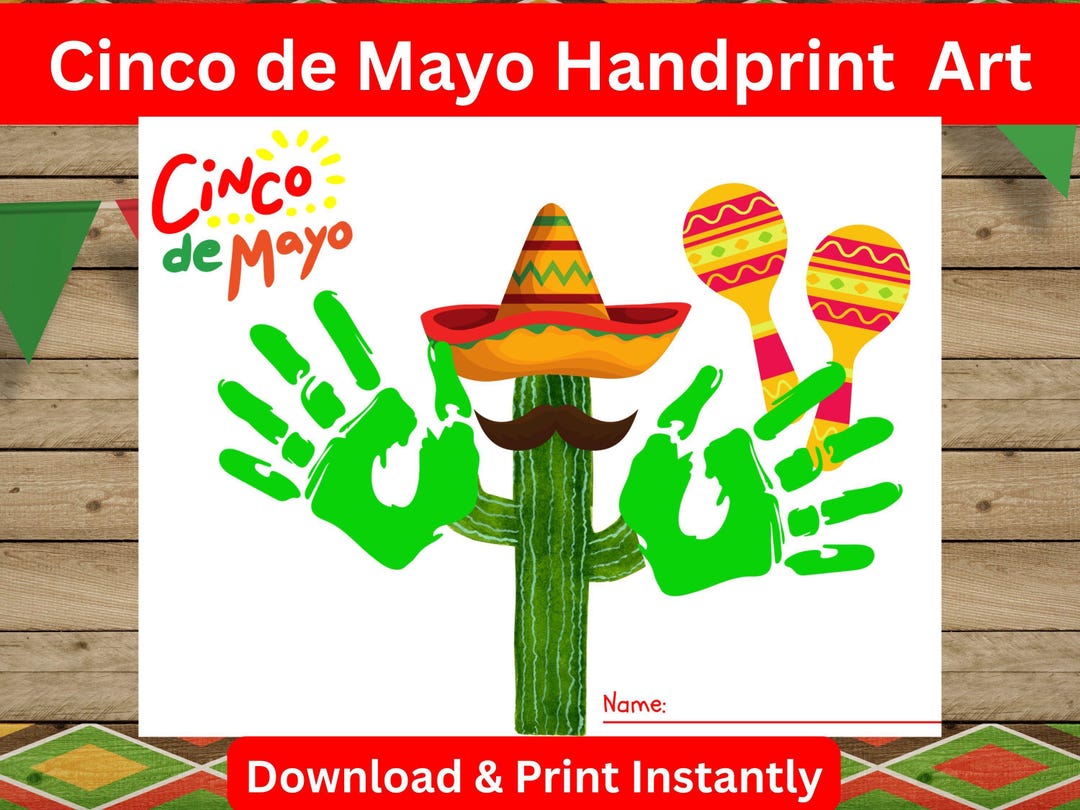 Cinco De Mayo Handprint Art – Mexican Cactus Craft Printable, Kids ...