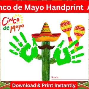 Cinco De Mayo Handprint Art: Cactus Keepsake Gift (PDF) - Etsy