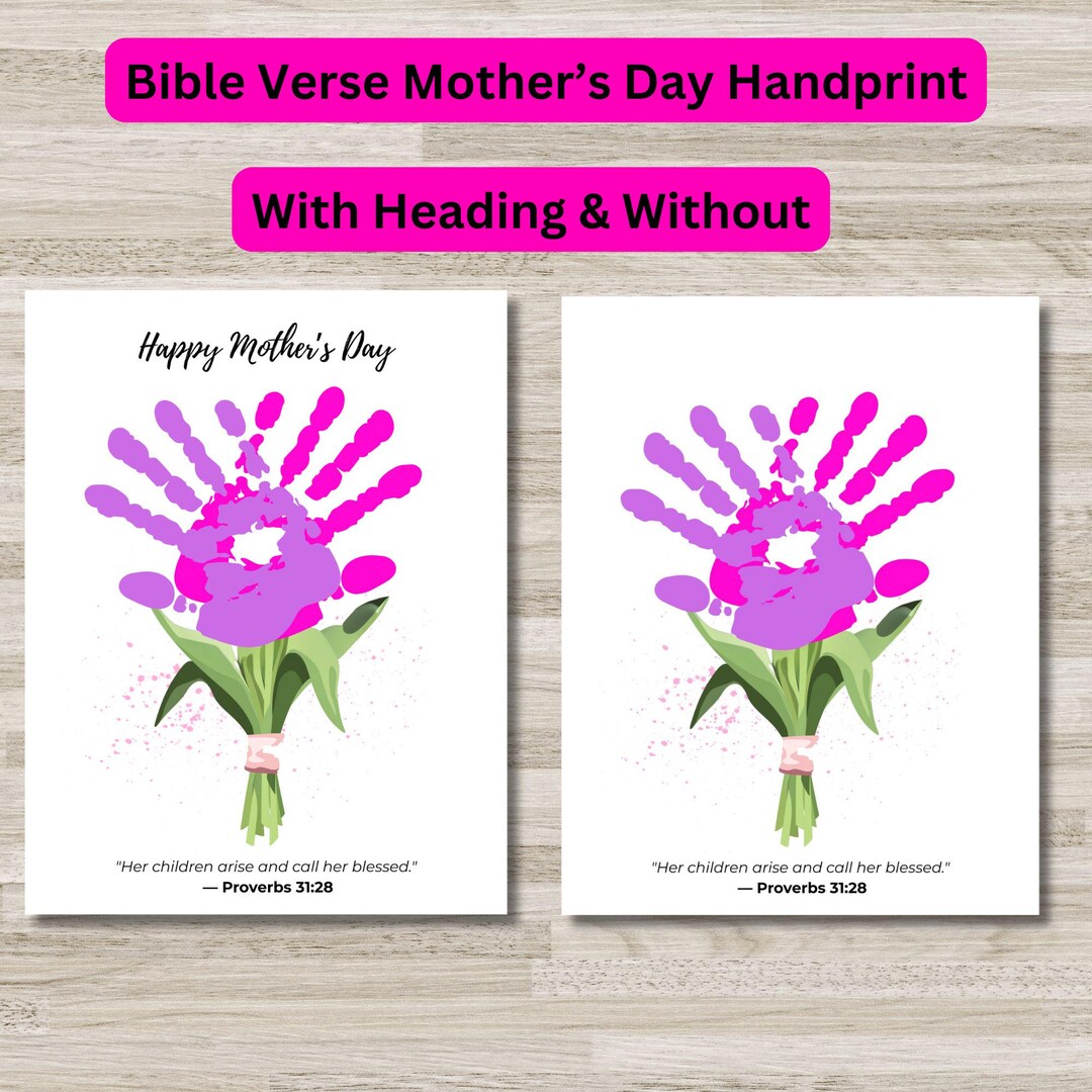 Christian Handprint Art Printable, Bible Craft Keepsake for Mom Grandma ...