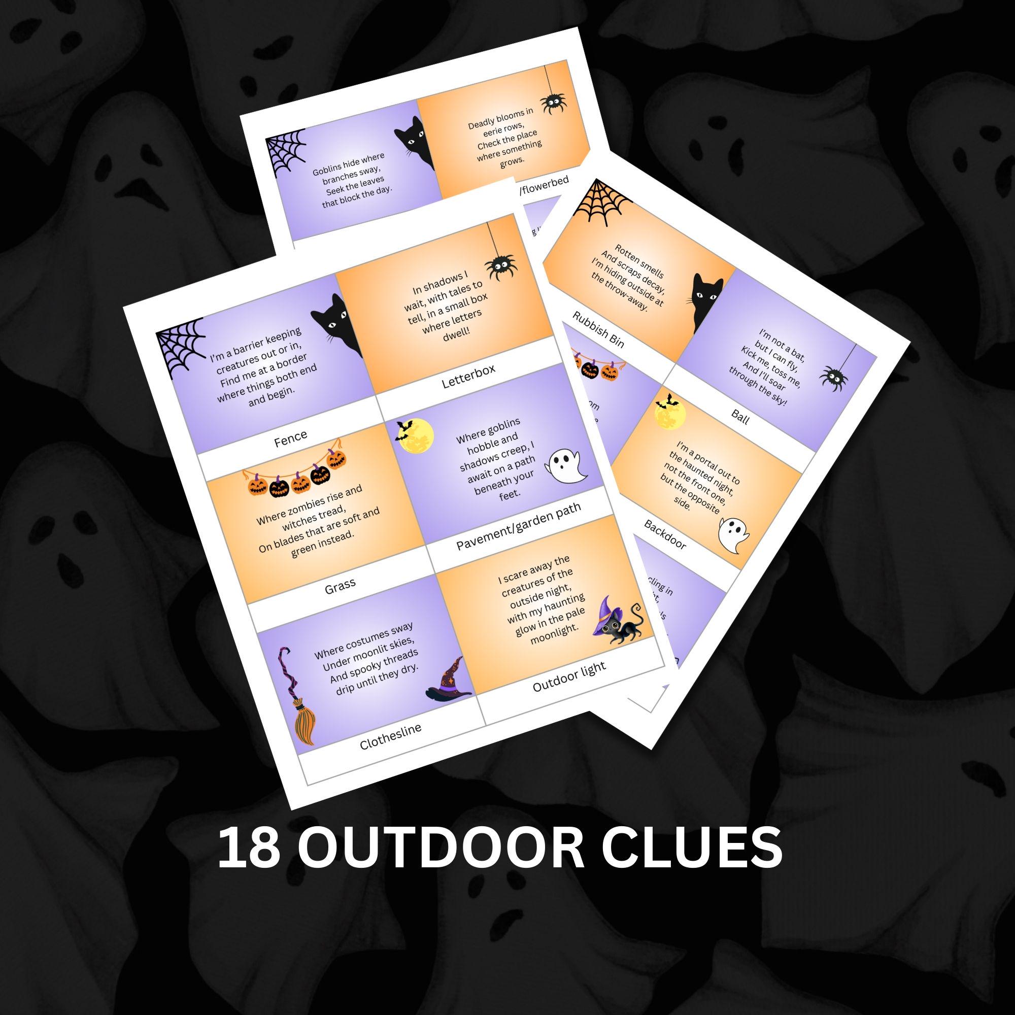 Halloween Scavenger Hunt Clue Cards: Rhyming Treasure Hunt for Kids ...