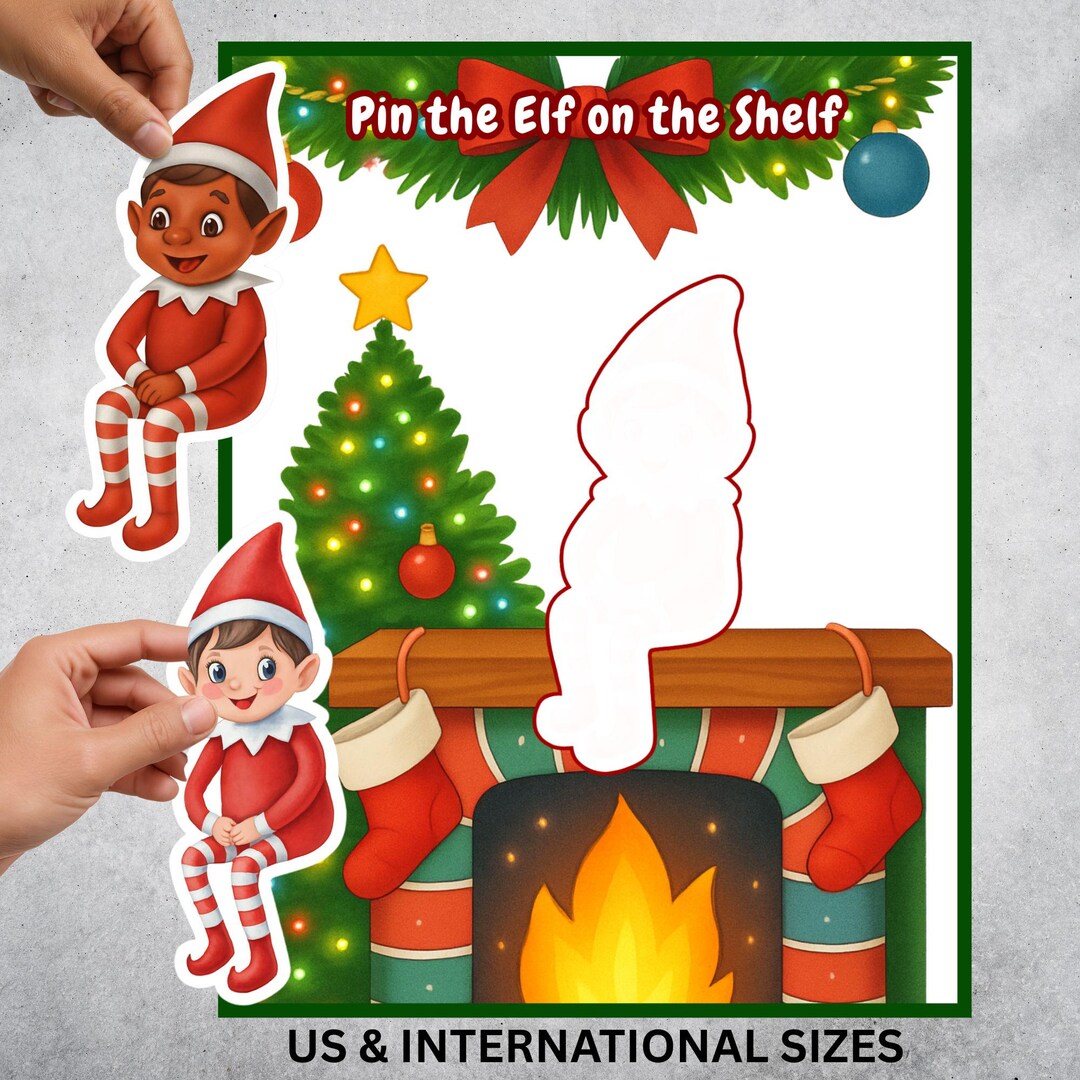 Pin the Elf on the Shelf Printable , Christmas Pin the Tail Game for ...