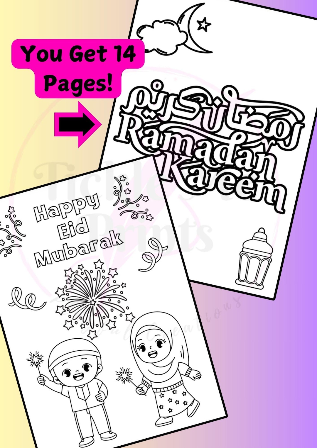 Ramadan & Eid Coloring Pages for Kids – 14 Printable Sheets Set ...