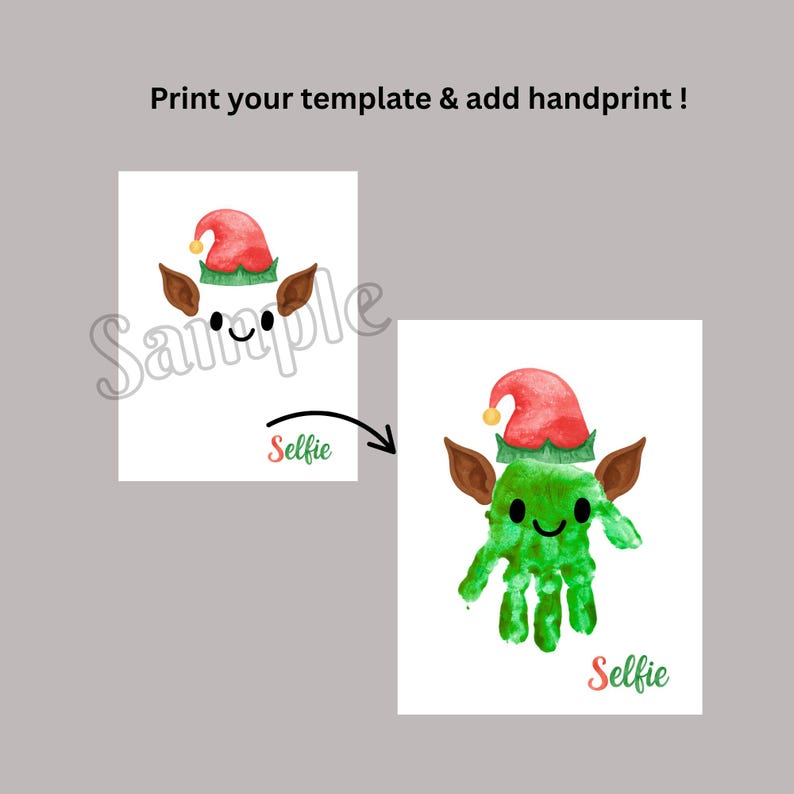 Christmas Elf Handprint Craft Printable Template - Etsy