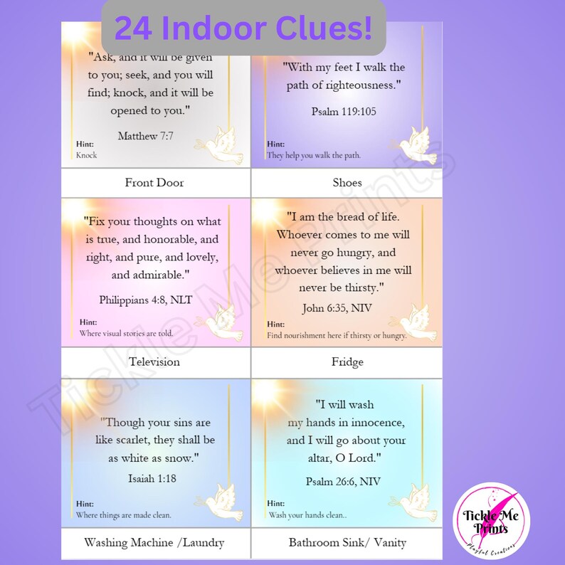 Bible Verse Scavenger Hunt for Kids| Christian Treasure Hunt Clues ...