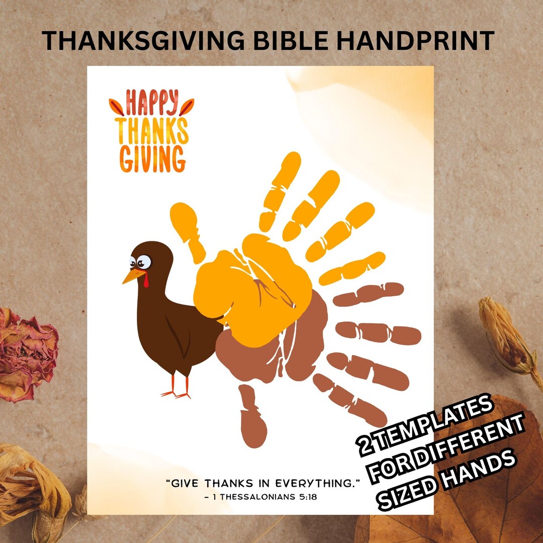Thanksgiving Turkey Handprint Craft: Bible Verse Keepsake (PDF Download ...