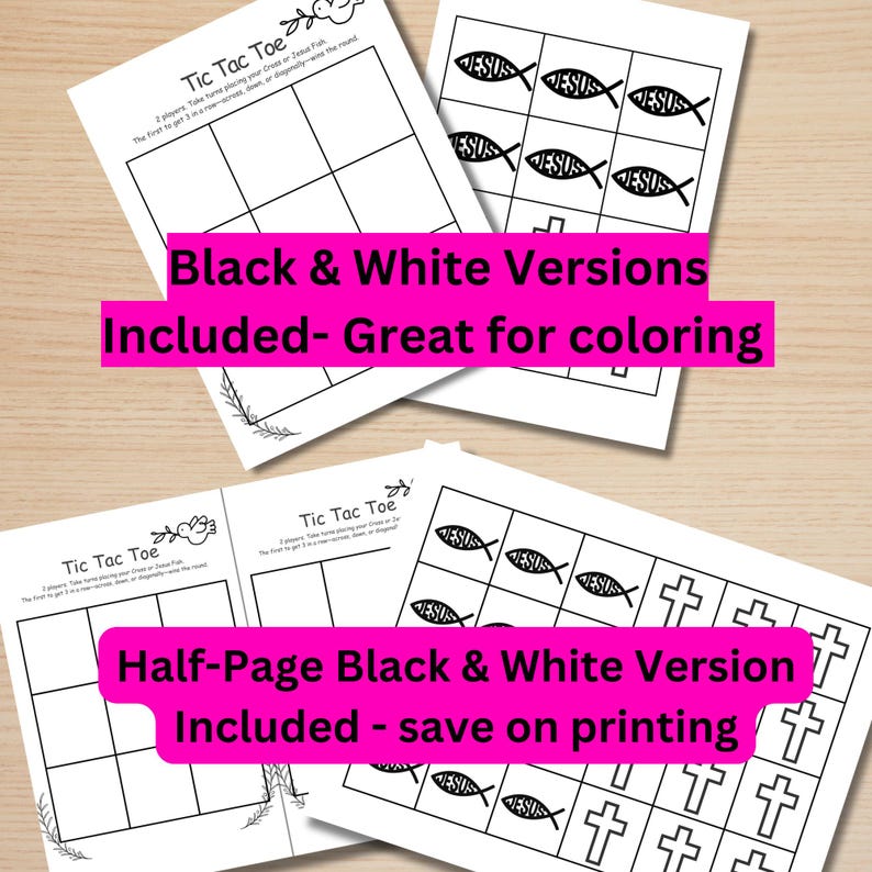 Christian Tic Tac Toe Printable Game for Kids | Sunday School Coloring ...