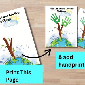 Earth Day Handprint Art, DIY Kids Earth Day Craft, Printable Handprint ...