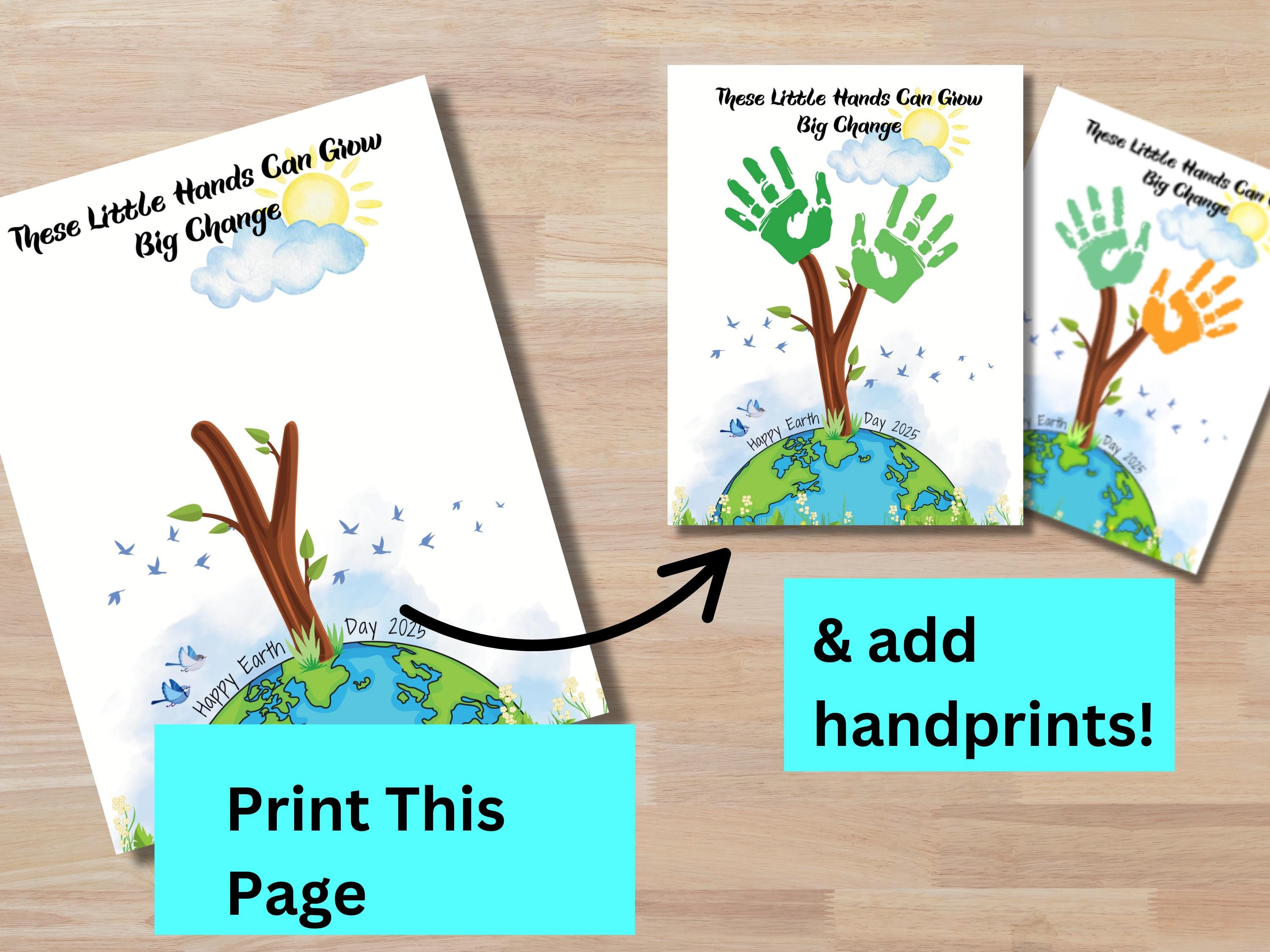 Earth Day Handprint Art, DIY Kids Earth Day Craft, Printable Handprint ...
