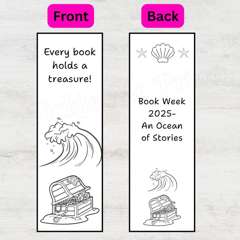 Book Week USA 2025 Coloring Bookmarks: Ocean Theme (PDF) - Etsy