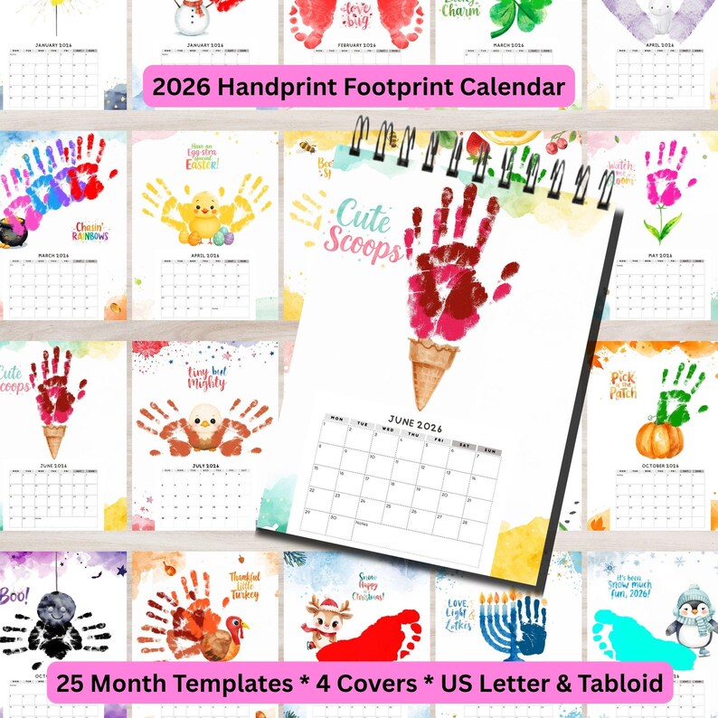 2026 Handprint Footprint Calendar, DIY Craft Gift (printable) - Etsy