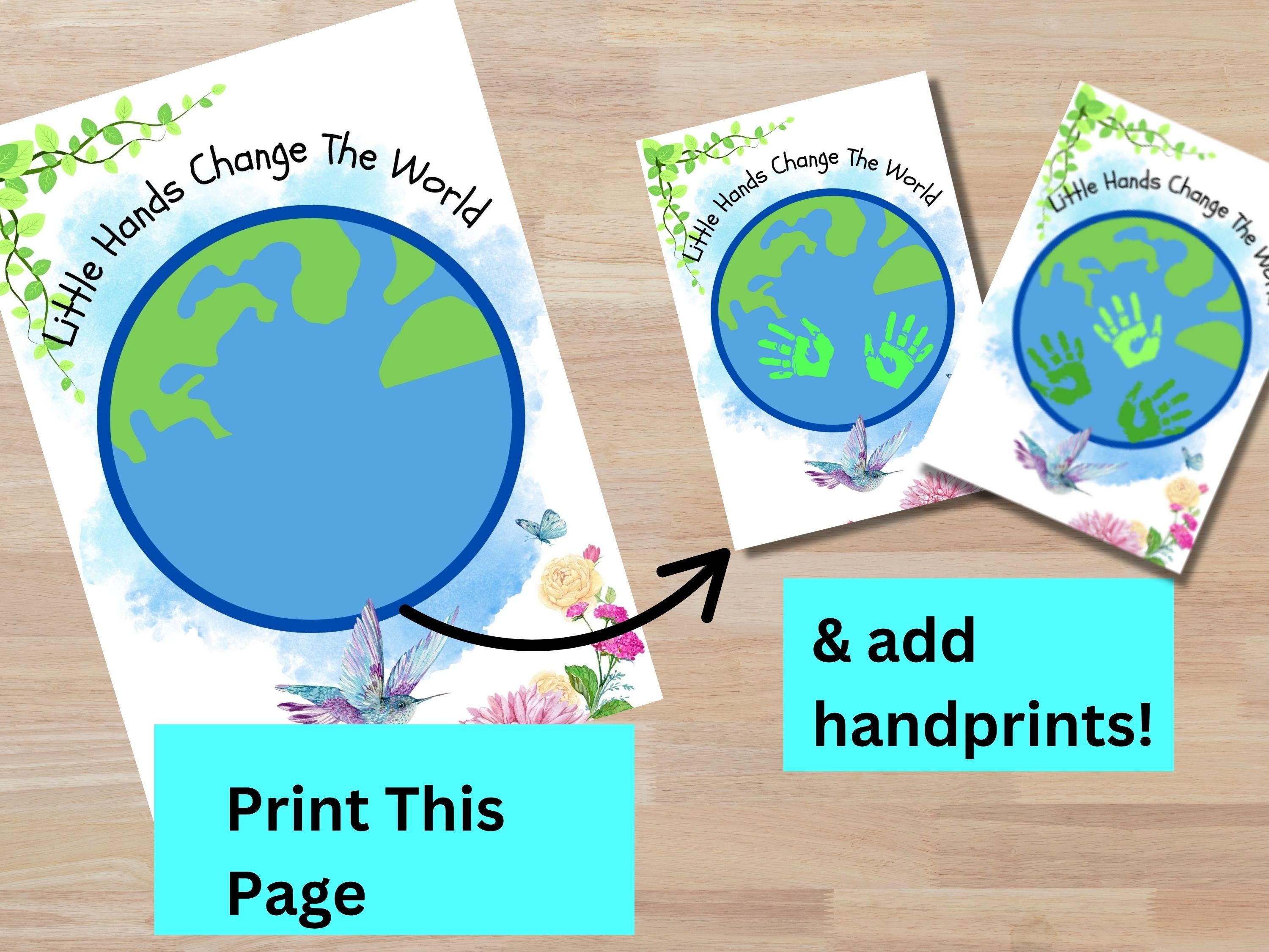Earth Day Handprint Art: Kids School Craft, Little Hands Change the ...