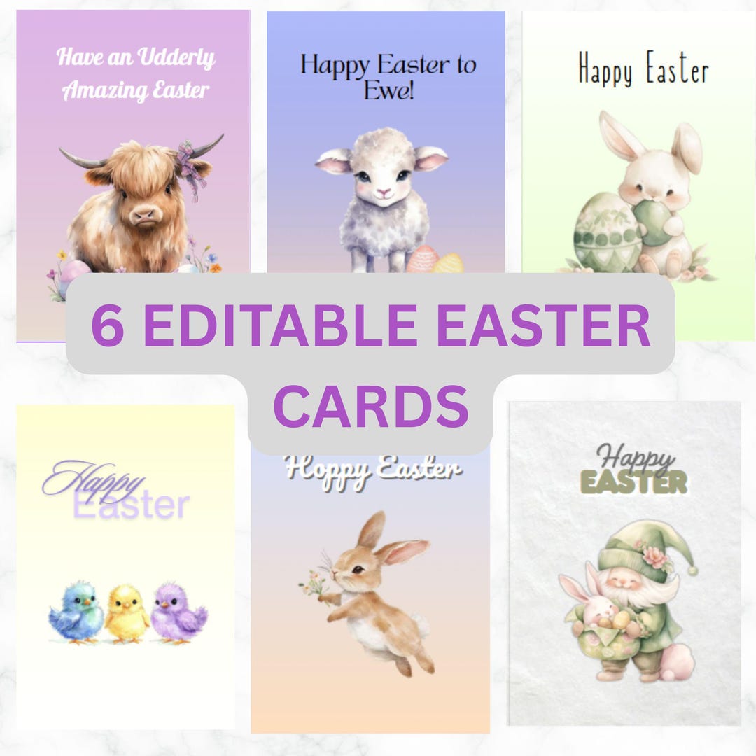 Easter Cards BUNDLE Editable |printable CUSTOMIZABLE Personalized Cards ...