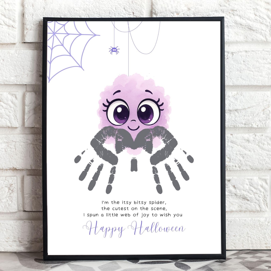 Halloween Spider Handprint Art Printable, Spider Handprint Craft - Etsy