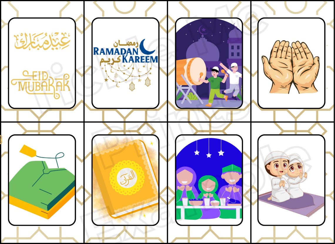 Printable Ramadan and Eid Card Game for Kids Islamic Memory Card ...