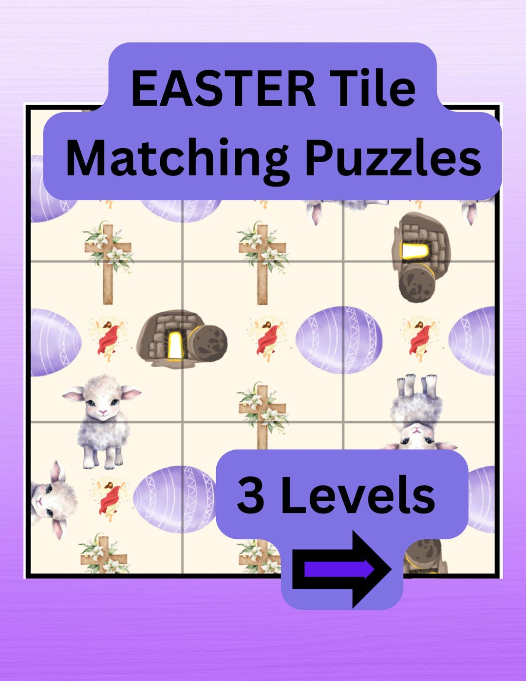 Christian Easter Puzzle Scramble Square| Kids Easter Gift| Printable ...