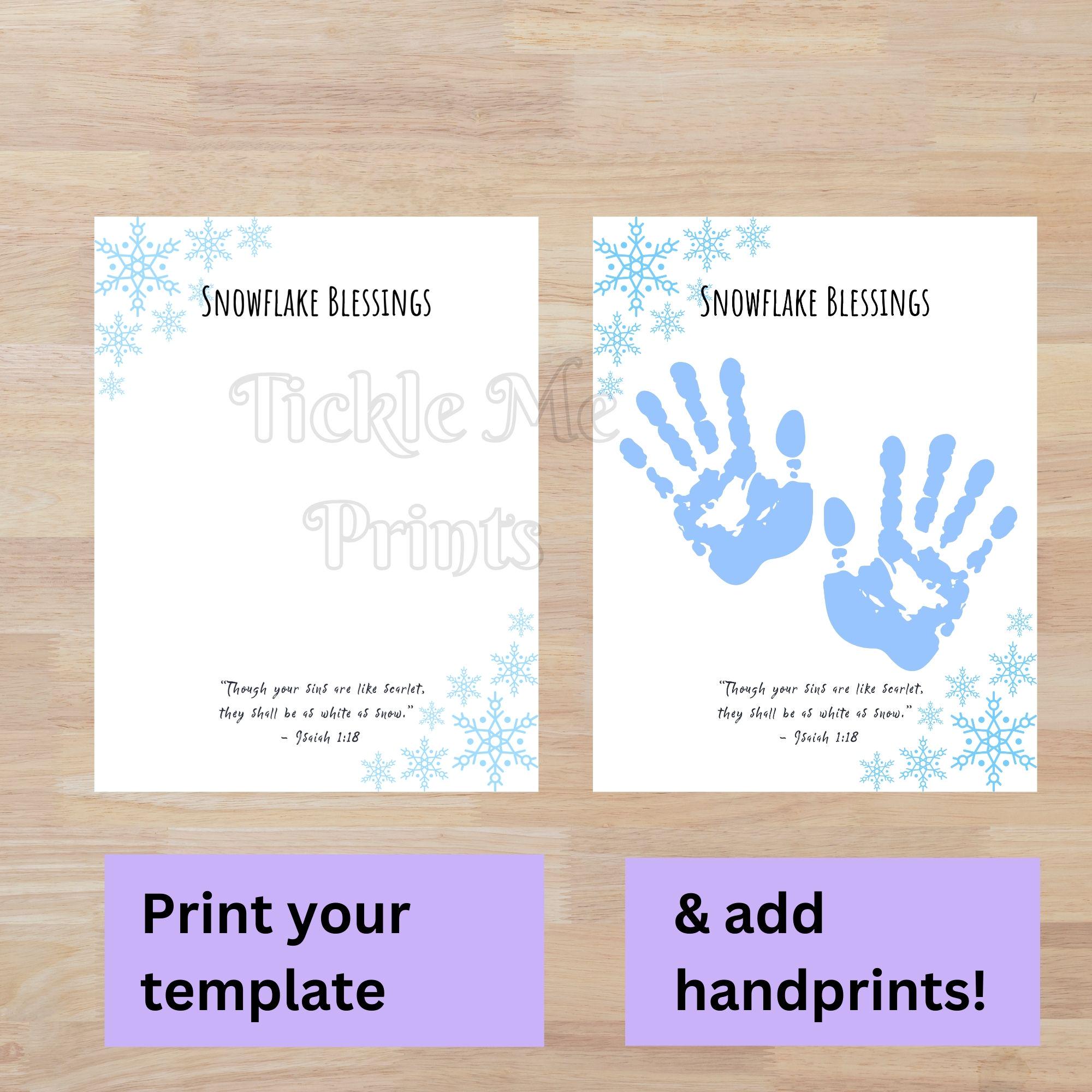 Bible Verse Handprint Craft for Kids, Snowflake Handprint Art, White as ...
