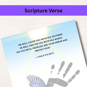 Bible Handprint Craft for Kids –bible Verse Handprint Art- Psalm 91:4 ...