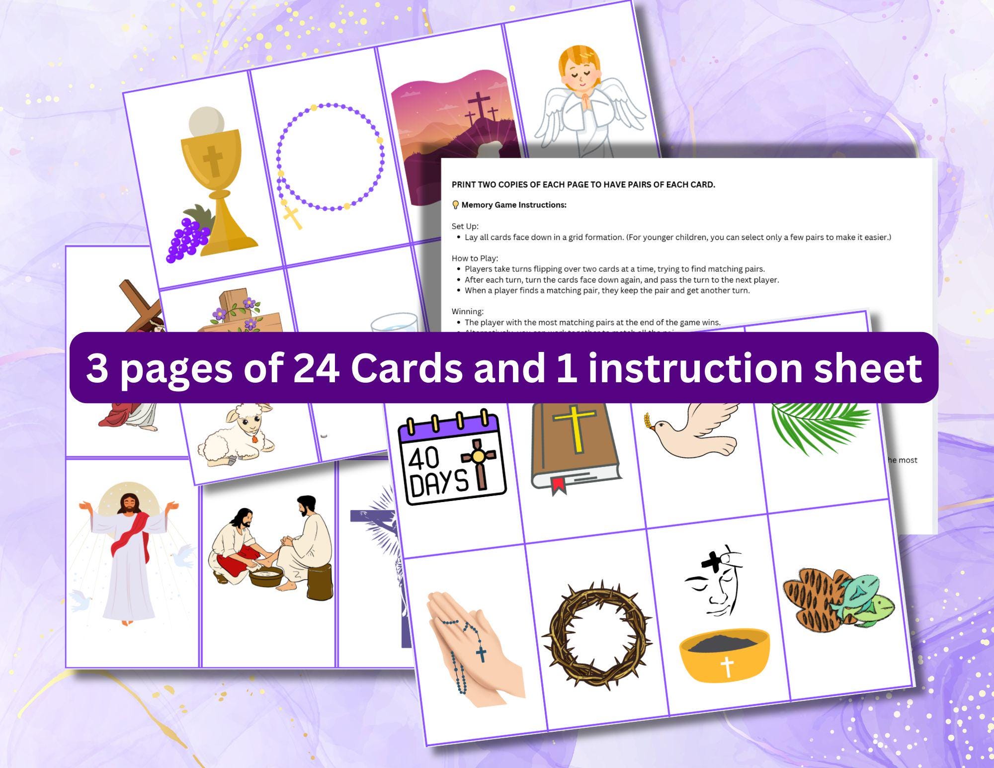 Lent Cards for Kids| Lent Flash Cards| Easter Religious Education ...