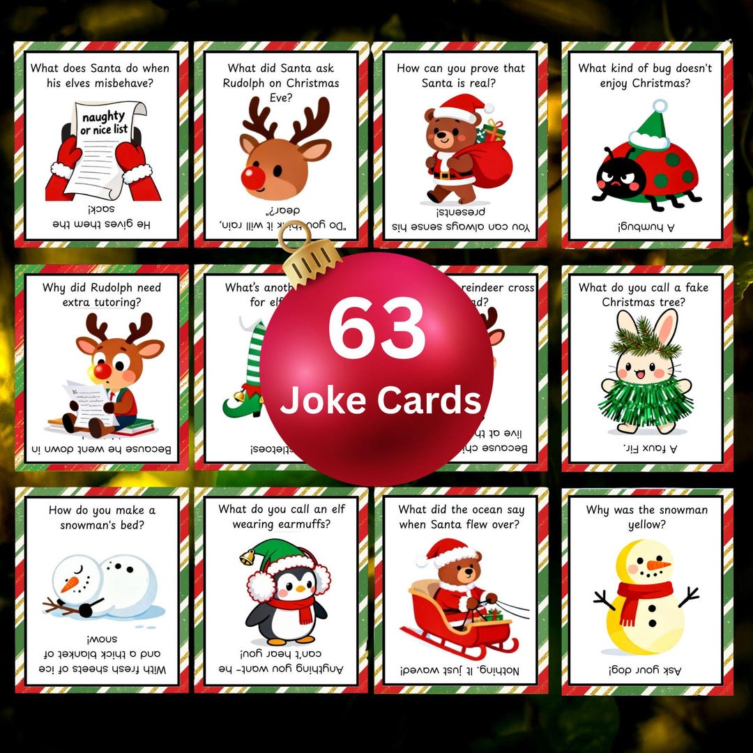 Christmas Cracker Jokes, Advent Calendar Christmas Joke Cards for Kids ...