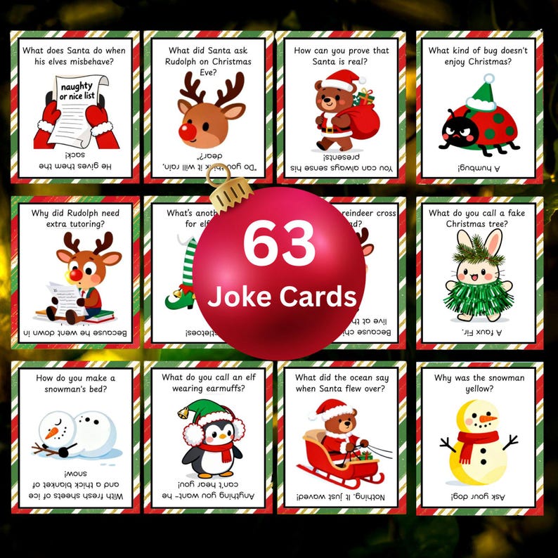 Christmas Cracker Jokes, Advent Calendar Christmas Joke Cards for Kids ...