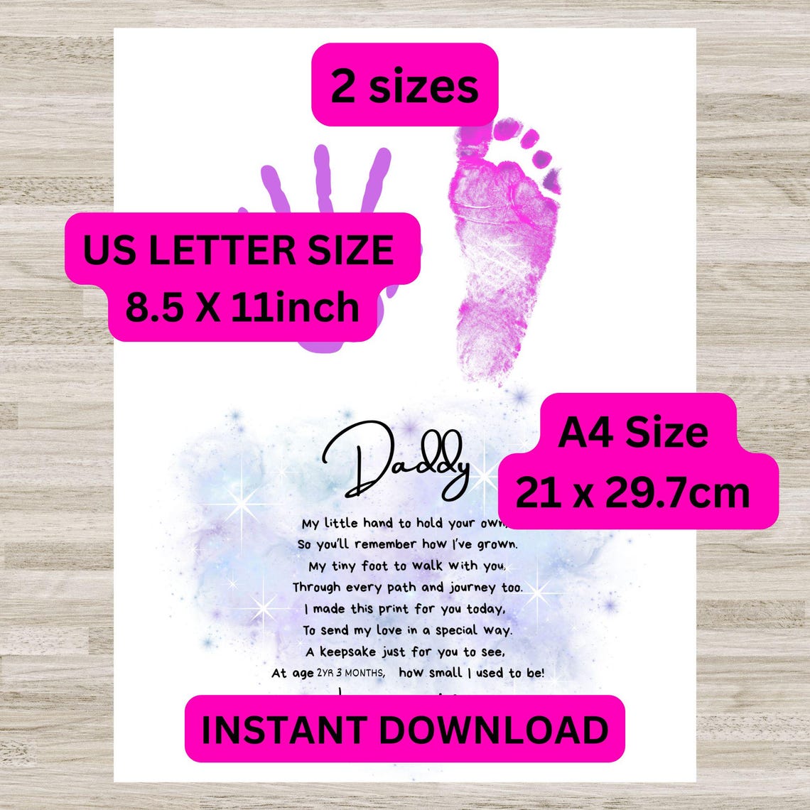 Father's Day Handprint Footprint Poem – DIY Gift for Dad (PDF) - Etsy