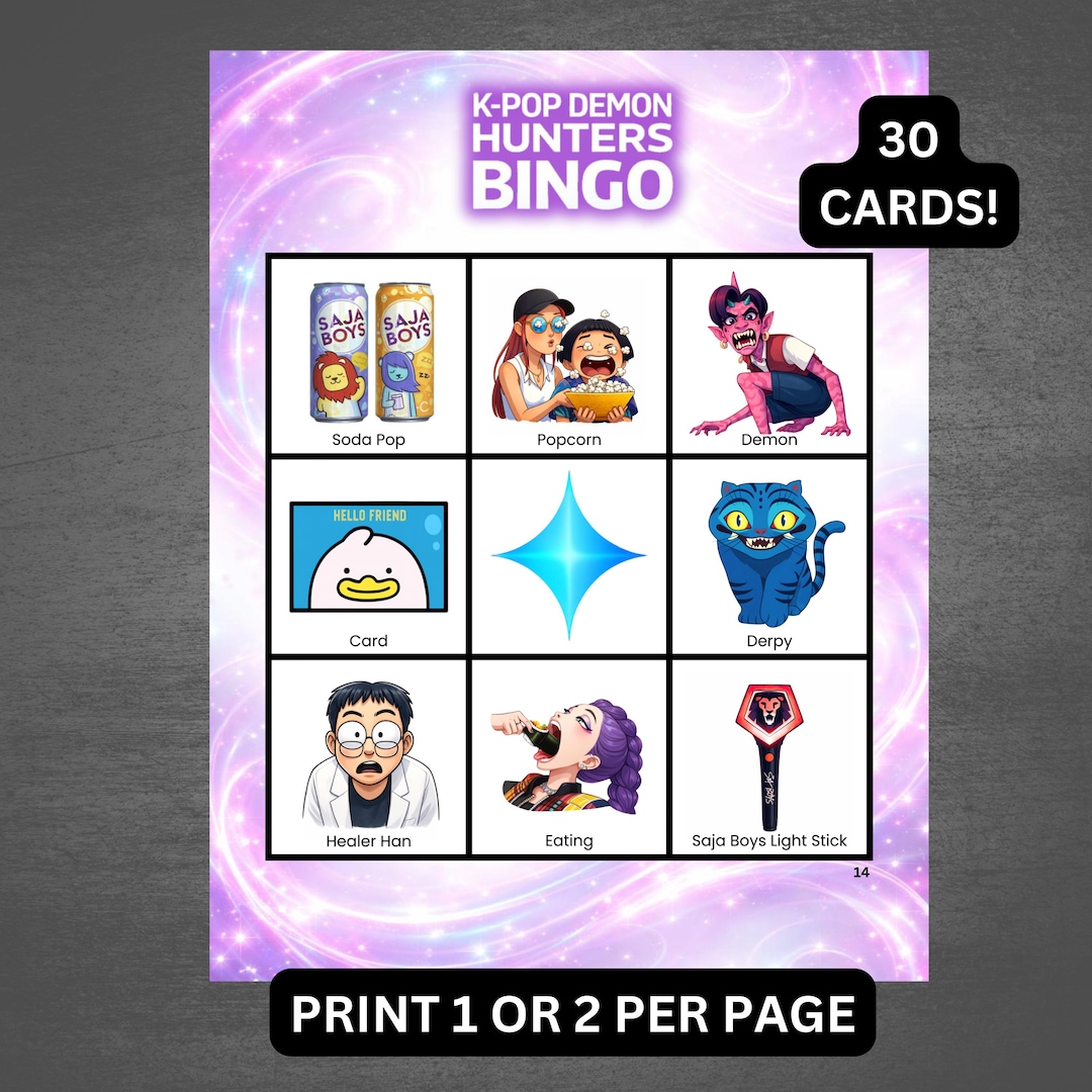 Kpop 3 X 3 Bingo, Demon Hunters Birthday Party Game Activity - Etsy