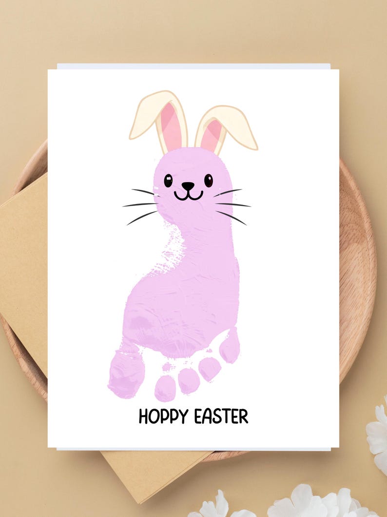Easter Bunny Footprint Craft Printable Hoppy Easter Baby Footprint ...