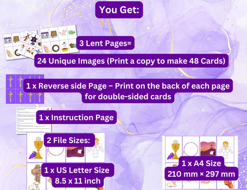 Lent Cards for Kids| Lent Flash Cards| Easter Religious Education ...