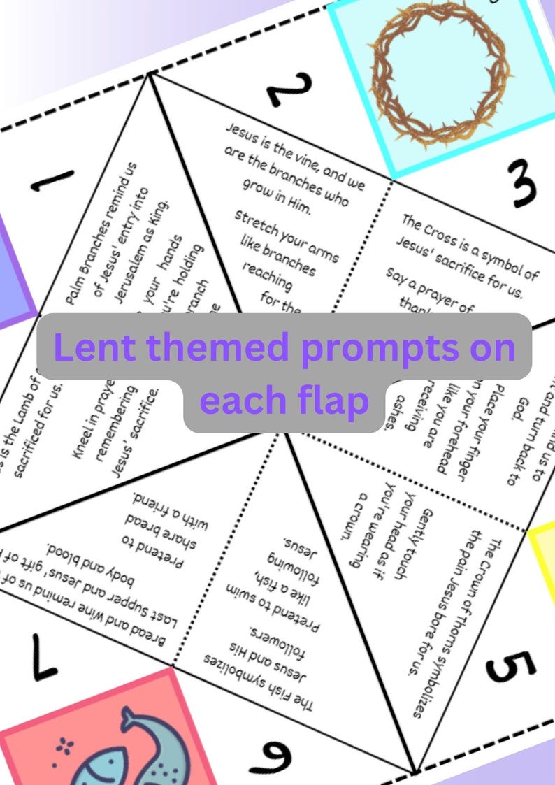 LENT Printable Cootie Catchers Kids Paper Game| Christian Fun DIY ...