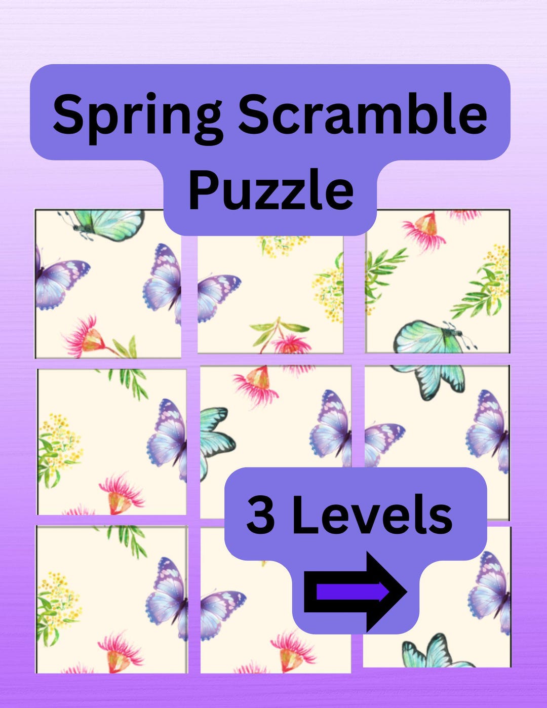Spring Tile Matching Puzzle| Printable Kids Game| Edge-matching Jigsaw ...