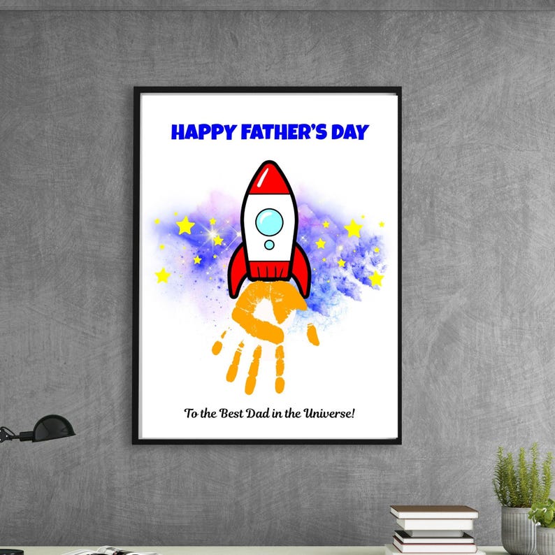 Rocket Handprint Father's Day Craft: Galaxy Kids Gift (PDF) - Etsy