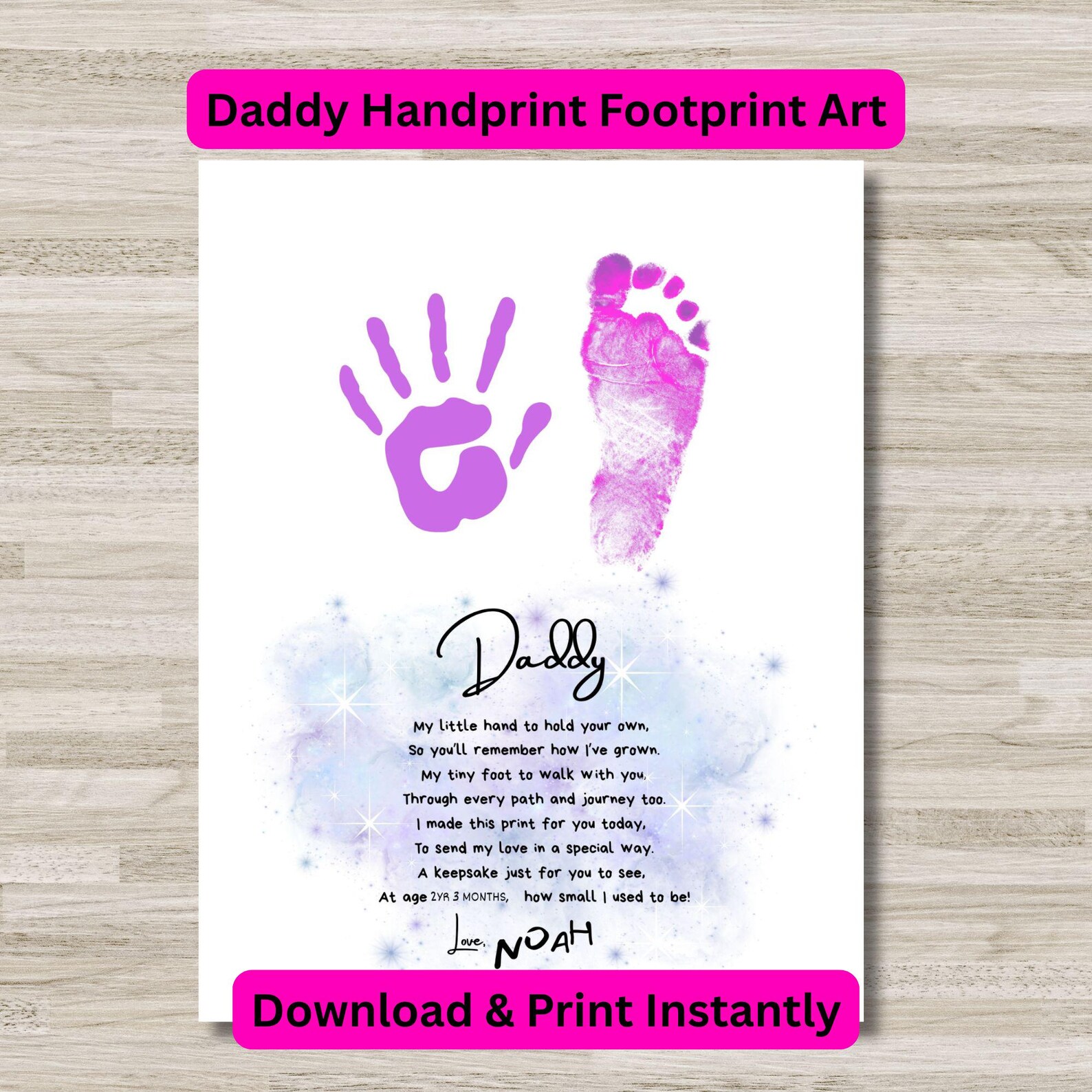 Father's Day Handprint Footprint Poem – DIY Gift for Dad (PDF) - Etsy