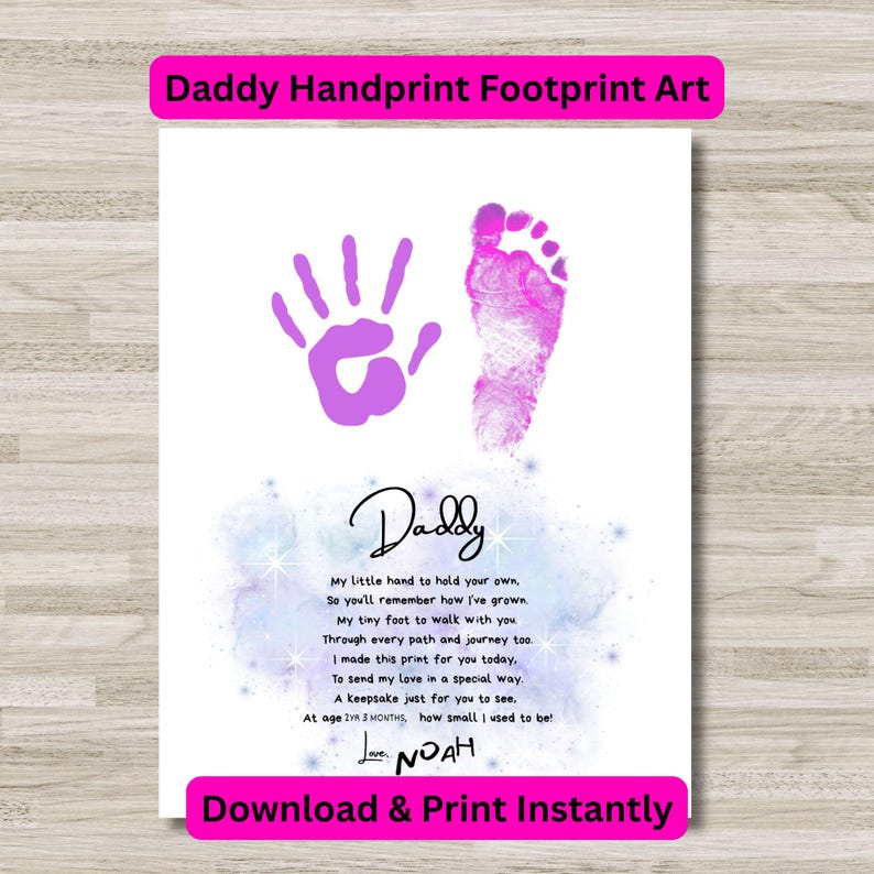 Father's Day Handprint Footprint Poem – DIY Gift for Dad (PDF) - Etsy