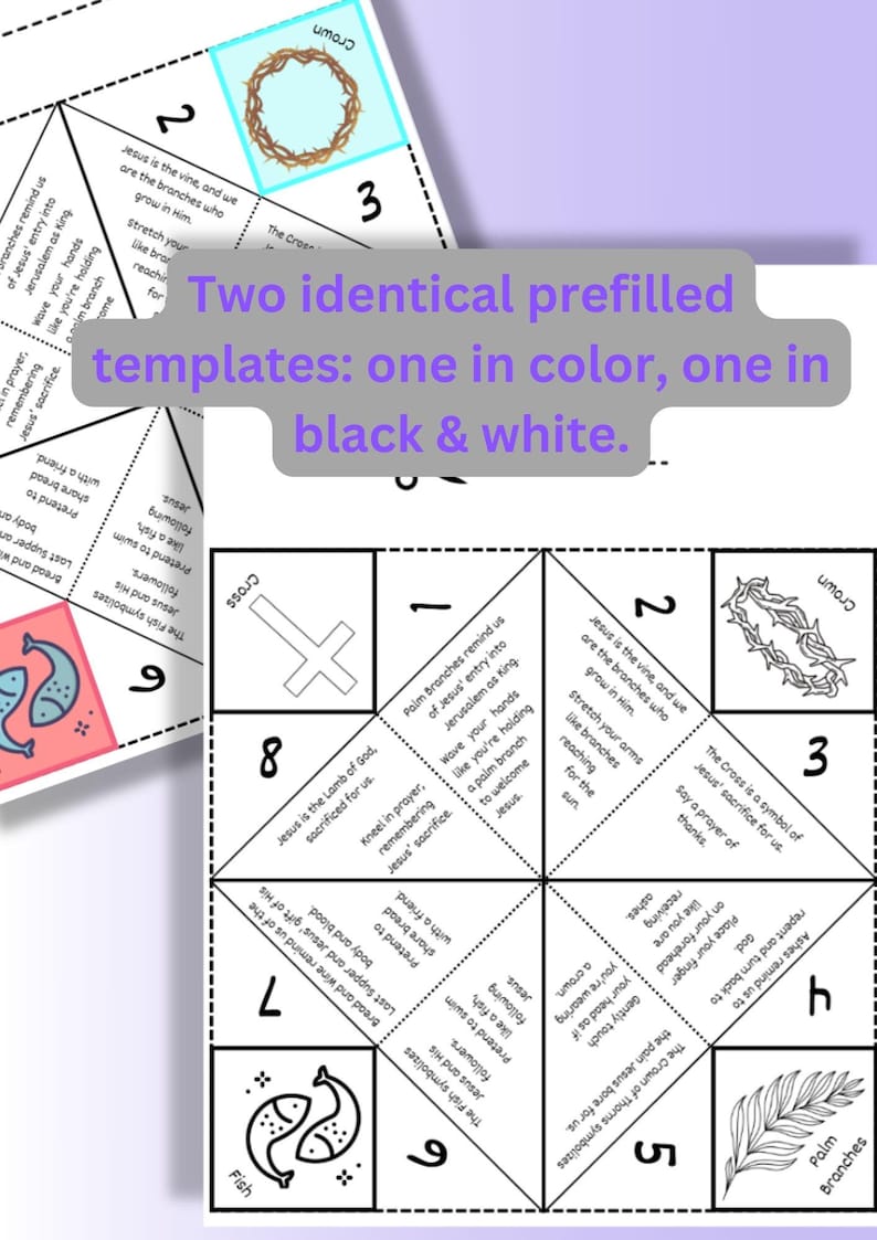 LENT Printable Cootie Catchers Kids Paper Game| Christian Fun DIY ...