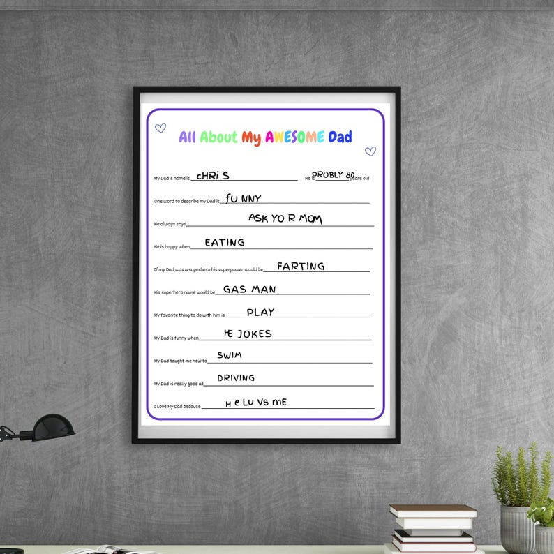 Father's Day Printable: All About My Dad Activity (PDF) - Etsy