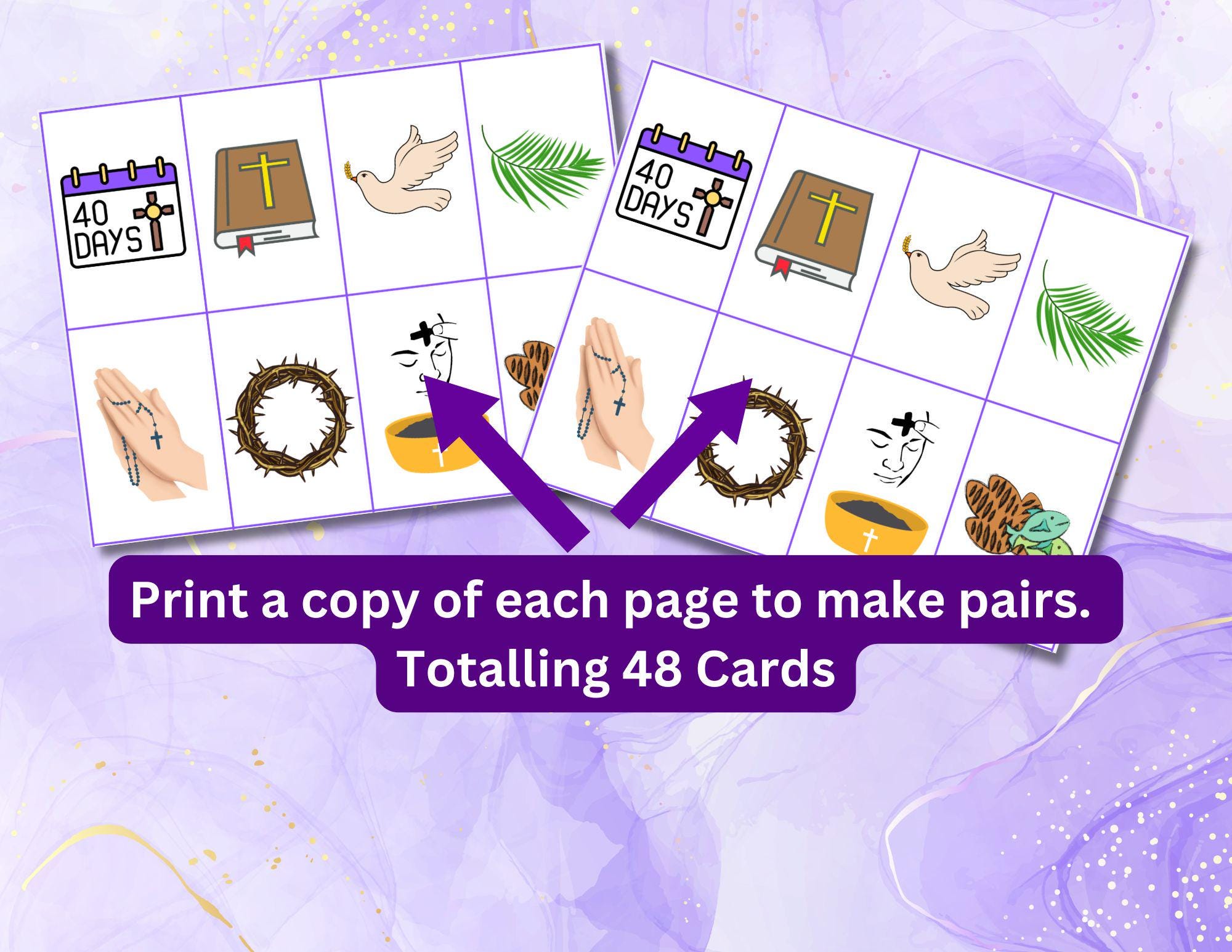 Lent Cards for Kids| Lent Flash Cards| Easter Religious Education ...