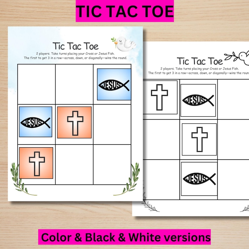 Christian Tic Tac Toe Printable Game for Kids | Sunday School Coloring ...