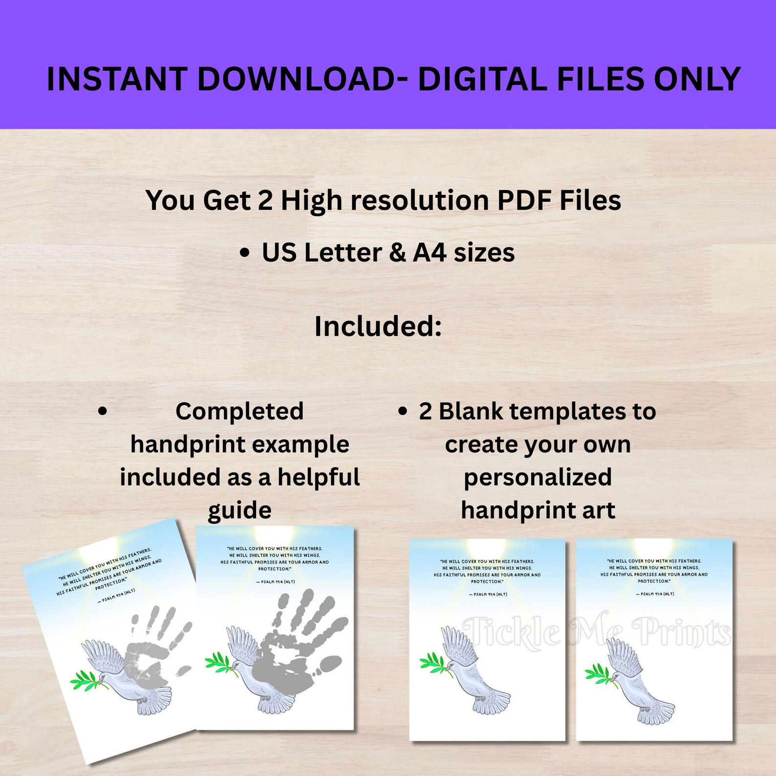 Bible Handprint Craft for Kids –bible Verse Handprint Art- Psalm 91:4 ...