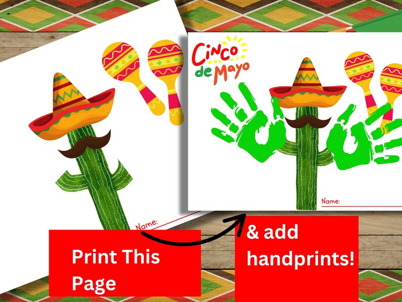 Cinco De Mayo Handprint Art: Cactus Keepsake Gift (PDF) - Etsy