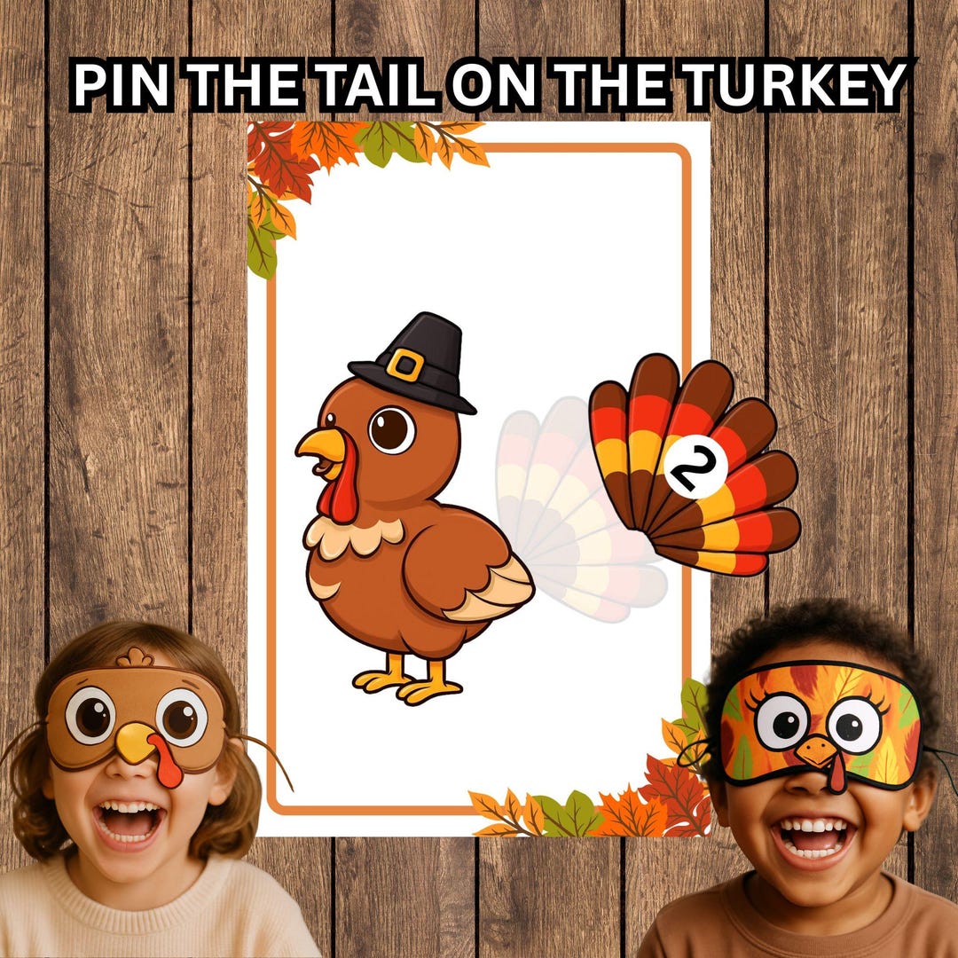 Pin the Tail on the Turkey Game, Thanksgiving Turkey Game for Kids - Etsy