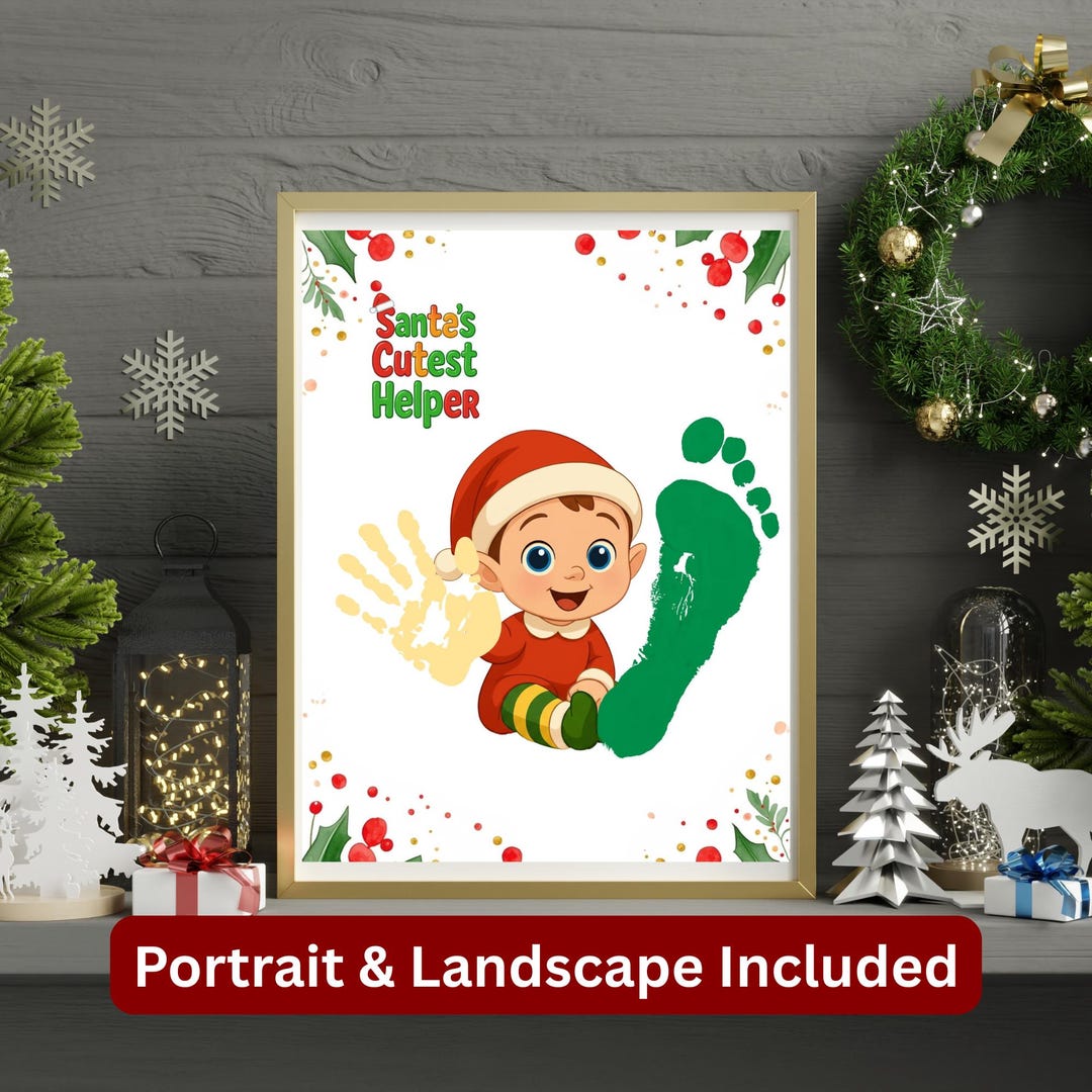 Christmas Handprint Footprint Craft, Kids Christmas Elf Handprint Art ...