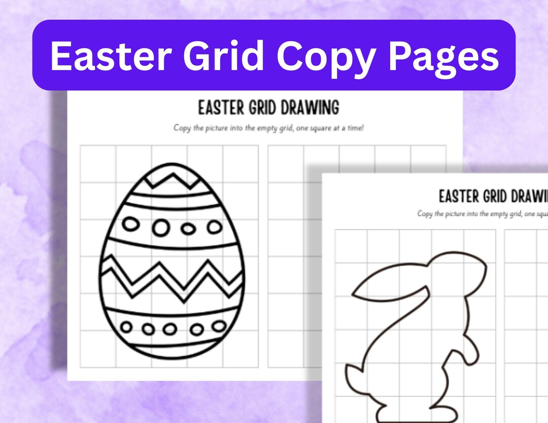 Easter Grid Drawing Game: Kids Coloring Activity (PDF) - Etsy