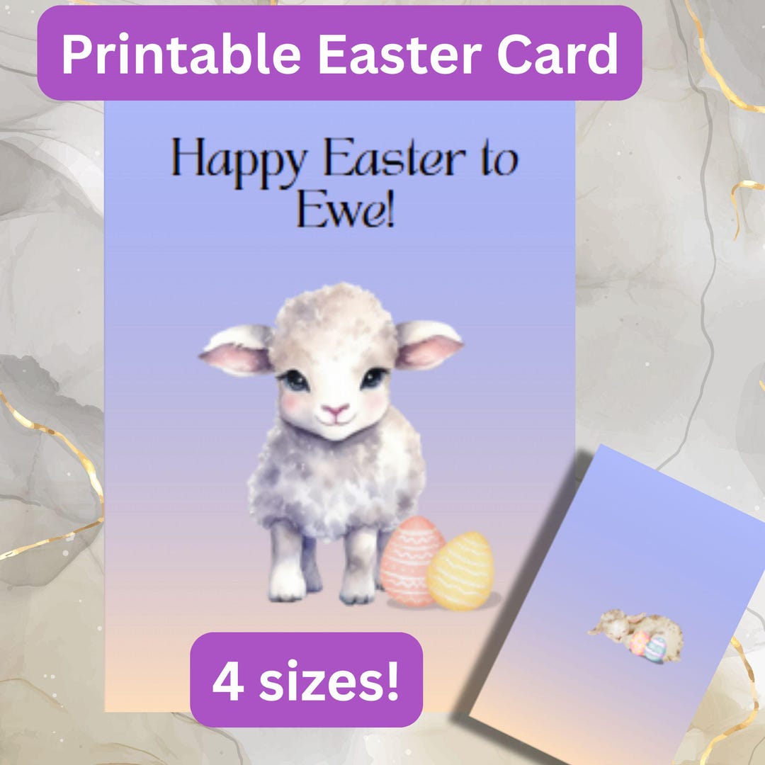 Printable Easter Lamb Card| Digital Download Easter Holidays Gift ...