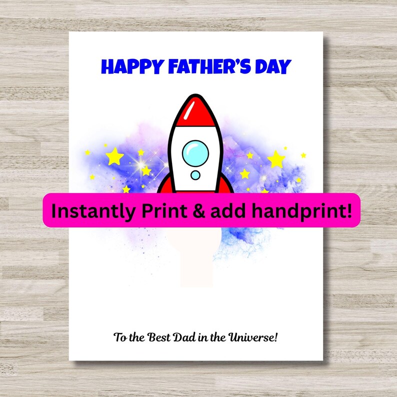 Rocket Handprint Father's Day Craft: Galaxy Kids Gift (PDF) - Etsy